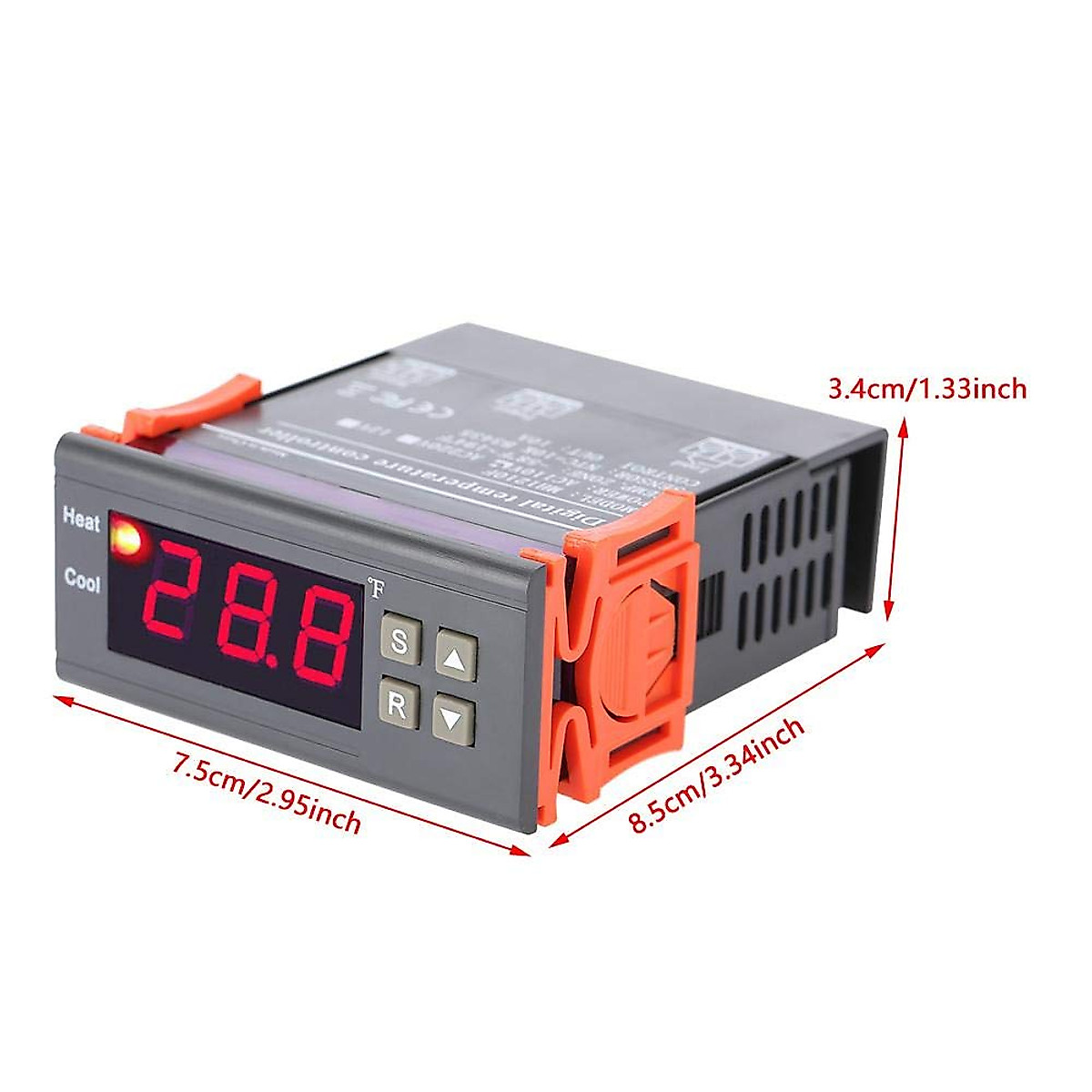 Digital Temperature Controller, Thermostat Fahrenheit Sensor MH1210F Digital Temperature Control Controller Thermostat 58~194℉ Fahrenheit Sensor AC110V