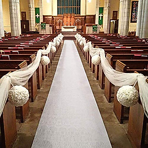 Venker Wedding Decorations Aisle Runner for Outdoor and Indoor,White Printing,100ftx3ft,Polyester Paper Convenient for Single Use,100feetx3feet