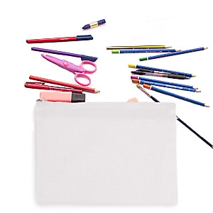 YINGKOR Cotton Canvas Zipper Cosmetic Bag Makeup Bags Tool Organizer with Cotton Lining 20x28cm, White, 7.87x11.02 inches, 20x28cm, Pack of 2