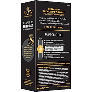 SKYN Supreme Feel Non-Latex Condoms, 10 Count, Ultra-Thin & Pre-Lubricated for a Natural, Smooth Fit