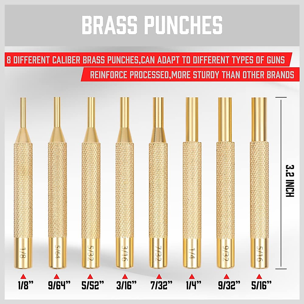 SEDY 22-Pieces Roll Pin Punch Set, Roll Pin Starter Punch, Brass, Steel, Plastic Punches, 4 Heads Hammer & 1 Plastic Tweezers. Red Storage Carring Case provided