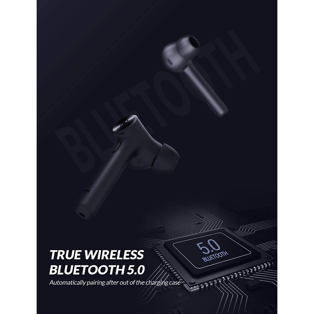 Bluetooth 5.0 Wireless Earbuds, Bluedio Hi(Hurricane) Wireless Earbud Headphones in-Ear Earphones with Charging Case, Mini Car Headset Built-in Mic for Cell Phone/Running/Android, 5Hrs Playtime
