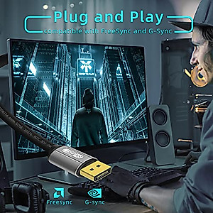 Toptrend Displayport Cable 12ft, 8K DP [Display Port] Cable 1.4 Supports to 8K 60Hz,4K 144Hz,1080p 240Hz,HBR3,32.4Gbps,HDR,HDCP 2.2,G-sync and Freesync on The Gaming Monitor,HDTV,Laptop,etc