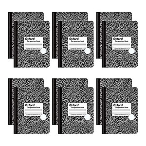 TOPS Oxford Composition Notebooks, Graph Ruled Paper, 9-3/4" x 7-1/2", Black Marble Covers, 80 Sheets, 12 per Pack (63786)