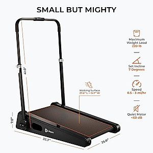 LifePro Smallest Portable Mini Walking Pad with Adjustable Handlebar - Max Speed 3 MPH, Home & Office 30 inch Mini Walking Treadmill, Under Desk Small Work Desk Compact Treadmill, 220 Lbs Max Weight