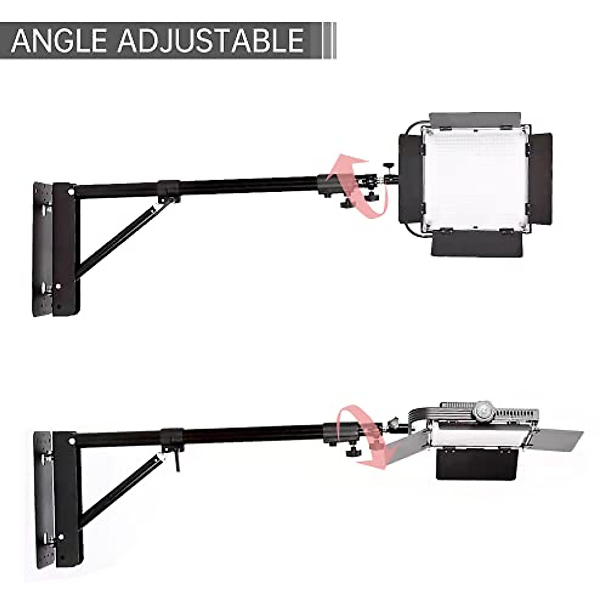 AISIMEE Wall Mounting Triangle Boom Arm for Photography Strobe Light, Monolight, Softbox, Umbrella, Reflector and Ring Light, Support 180 Degree Rotation, Max Length 4 Feet/125cm (Black)
