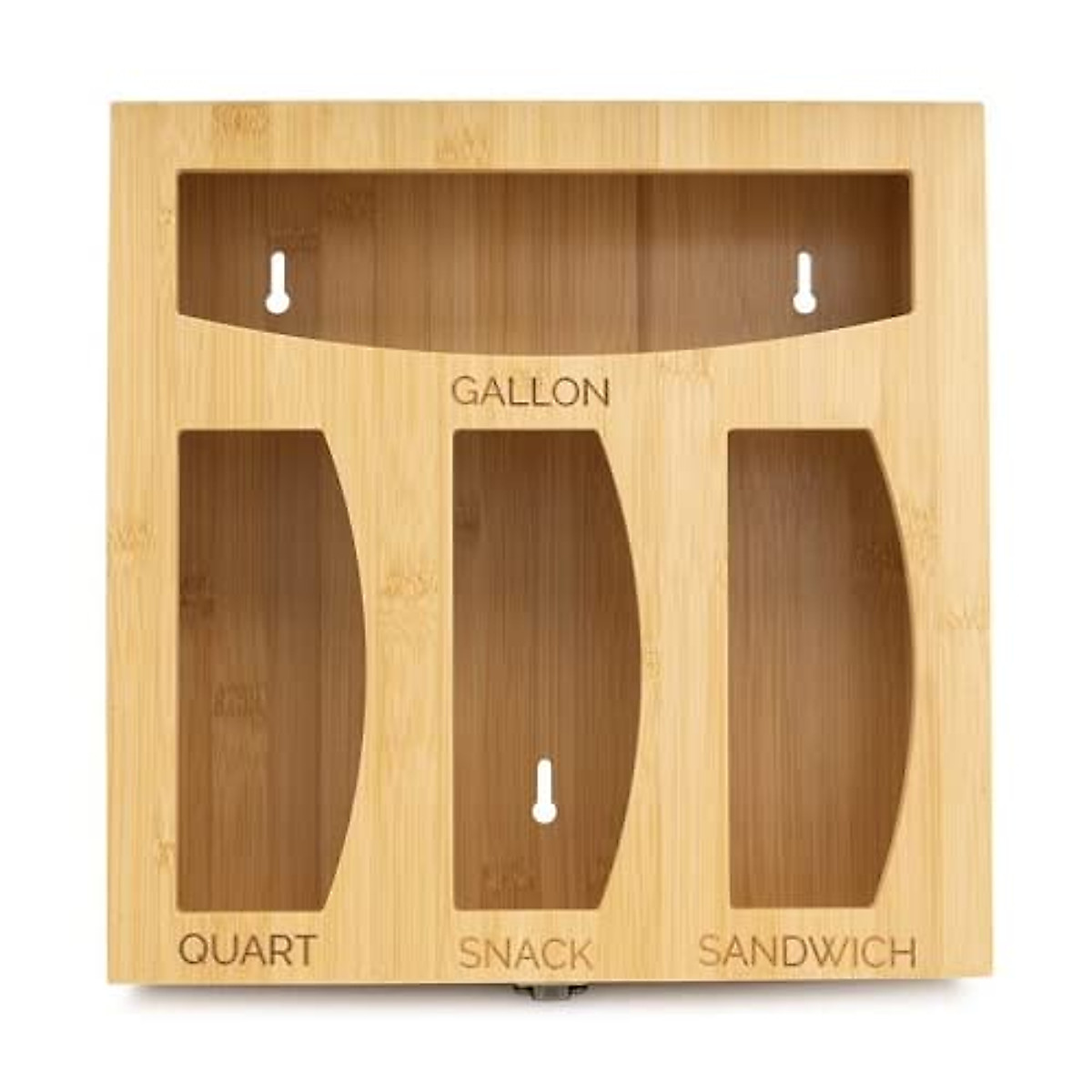 Umiboo Bamboo Resealable Bag Storage Organizer with Hinge - For your Kitchen Drawer, Pantry, Countertop - Easily Organize your resealable storage bags