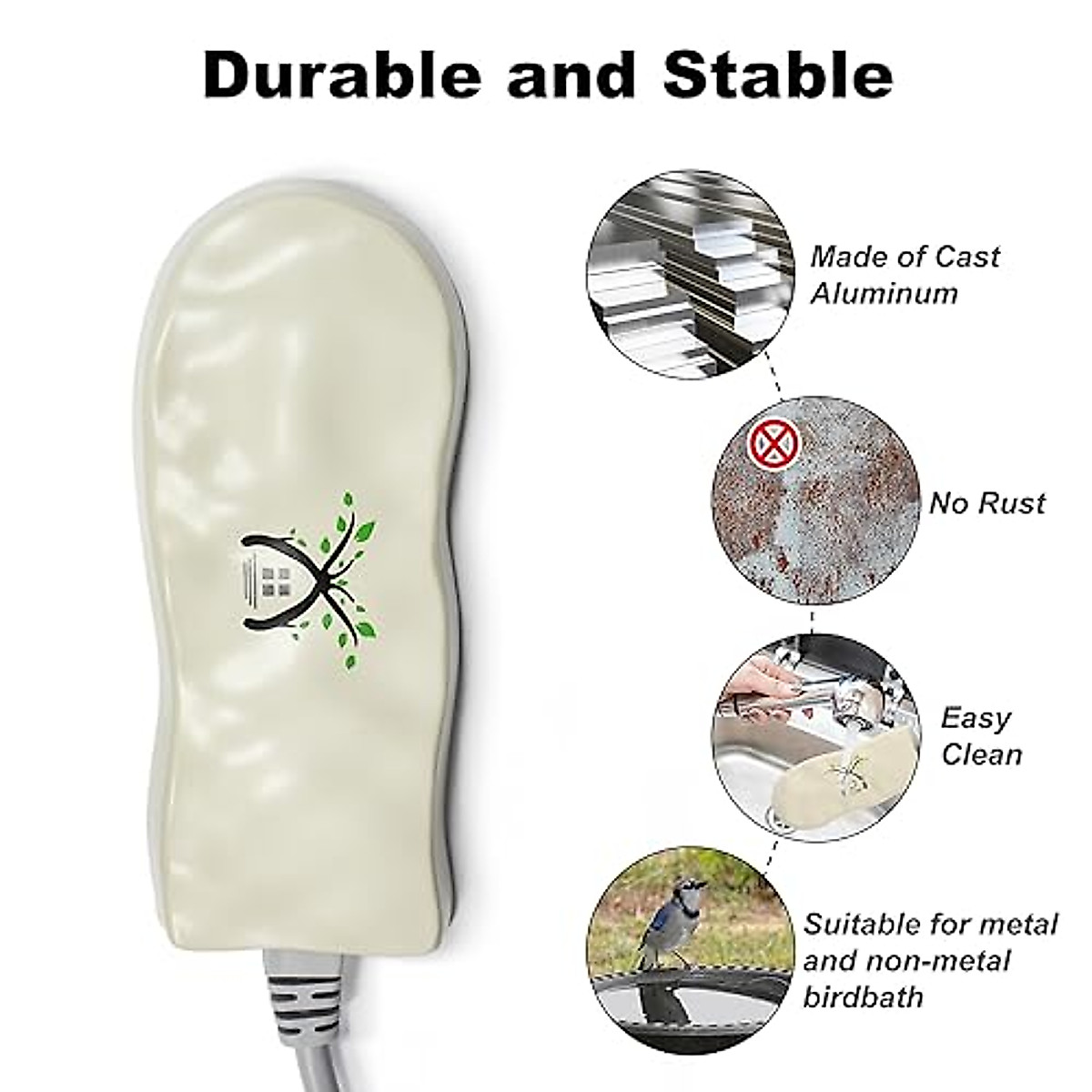 GESAIL Bird Bath Heater, Built in Thermostat Safety Durable 50W Bird Bath Heaters for Outdoors in Winter with Auto Shut Off Function for Garden Outdoor Yard Patio Birdbath