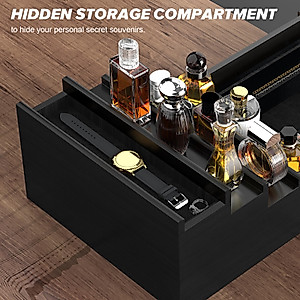 upcessory Cologne Organizer for Men, 4 Tier Black Wood Perfume Organizer with Felt Lining Drawer and Hidden Compartment, Perfume Display Holder, A Gift for Men