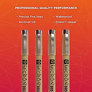 Sakura Pigma 50047 Micron Blister Card Ink Pen Set, Black/Sepia, 003/005 Black/Sepia 4CT