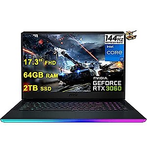 MSI GE76 Raider Gaming Laptop 17.3” FHD IPS 144Hz 11th Gen Intel 8-Core i7-11800H 64GB RAM 2TB SSD GeForce RTX 3060 6GB Backlit Thunderbolt USB-C MiniDP 2.5Gb Ethernet Win10 + HDMI Cable