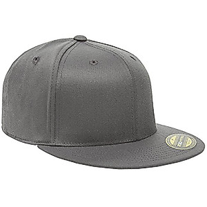Flexfit Original Blank Flatbill Fitted 210 Hat Cap Flat Bill Large/XLarge - Dark Grey