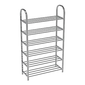 Shoe Rack Shoe Shelf Stackable Shoe Rack 3-Tier Shoe Rack, Stainless Steel Shoe Shelf, Simple Thick Metal Shoe Storage Organizer Rack, Ideal for Entryway Hallway Living Room Bedroom Shoe Bench Stacka