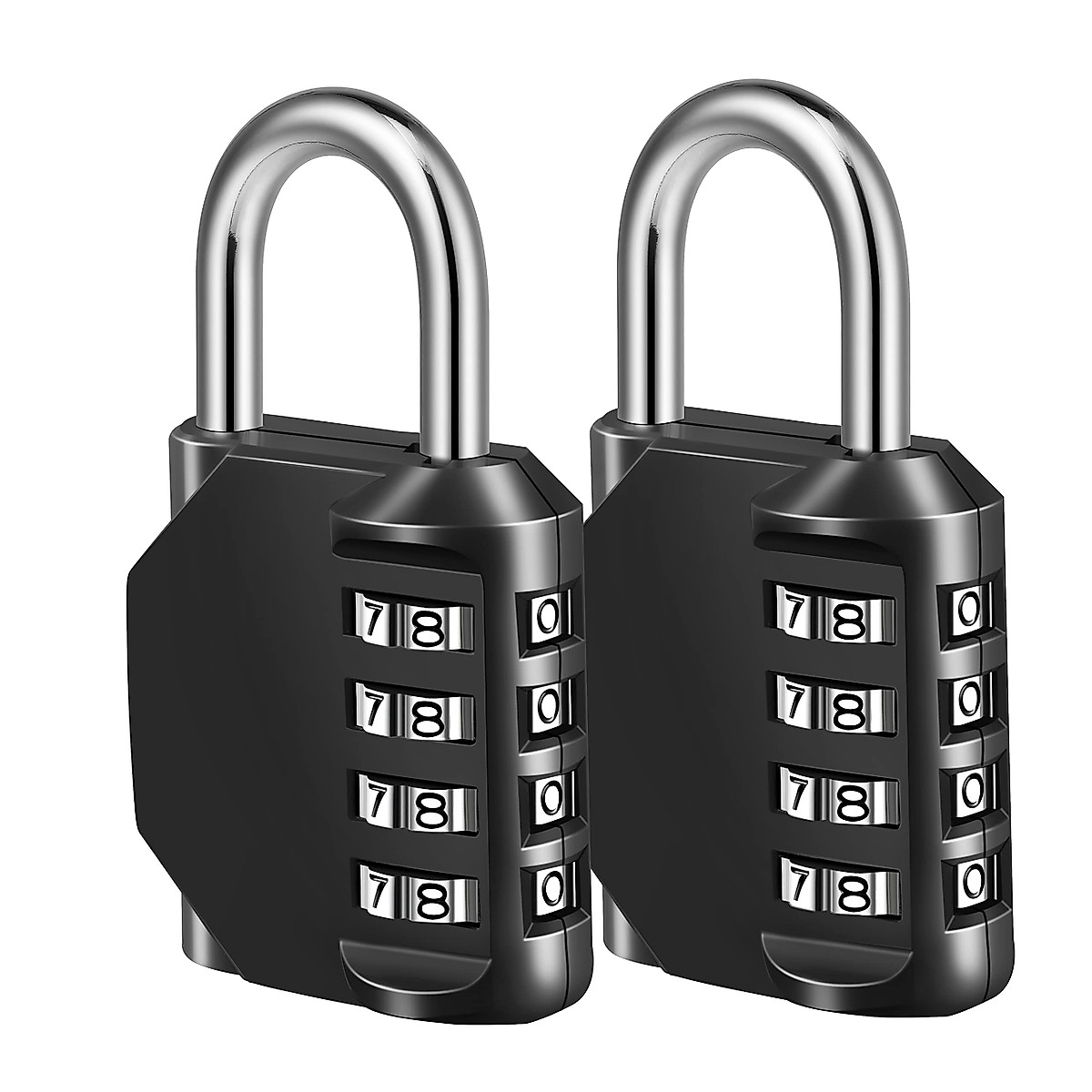 Combination Lock, 4 Digit Combination Padlock for School Gym Sports Locker, Fence, Toolbox, Case, Hasp Cabinet Storage (2 Pack, Black)