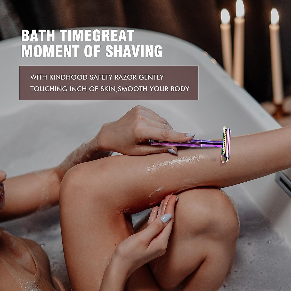 KINGHOOD Safety Razor Single Blade for Men with 10 Double Edge Blades Metal Reusable Eco Friendly Razors Colorful