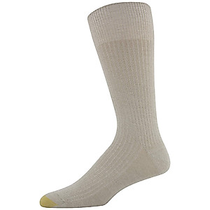 GOLDTOE Men's Stanton Crew Socks, Multipairs, Khaki/Loden (6-Pairs), Large