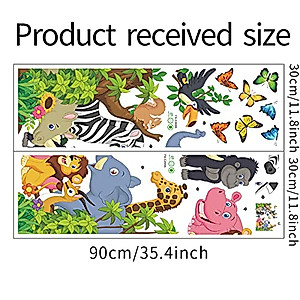 Safari Nursery Decor, Jungle Theme Wall Stickers for Baby Room Giraffe Lion Zebra Elephant Vinyl Wall Stickers for Kids Bedroom Daycare Classroom Playroom and Kids Room Wall Decor (B)