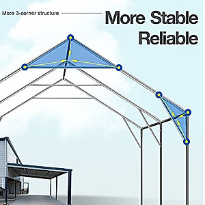 FINFREE Carport 10 x 20 ft Heavy Duty Carport with 4 Sandbags, Car Canopy for Auto, Boat & Market Stall, Adjustable Height from 9.5 ft to 11 ft,Green