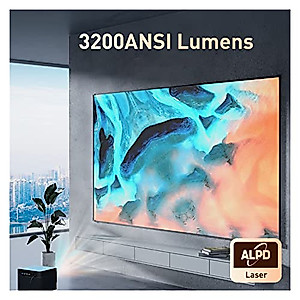 Video projectors Projector 4K Laser Beamer 3200ANSI Lumen with 128GB Memory Active 3D WiFi Smart TV Video Home Theater Cinema (Color : Add 3D)