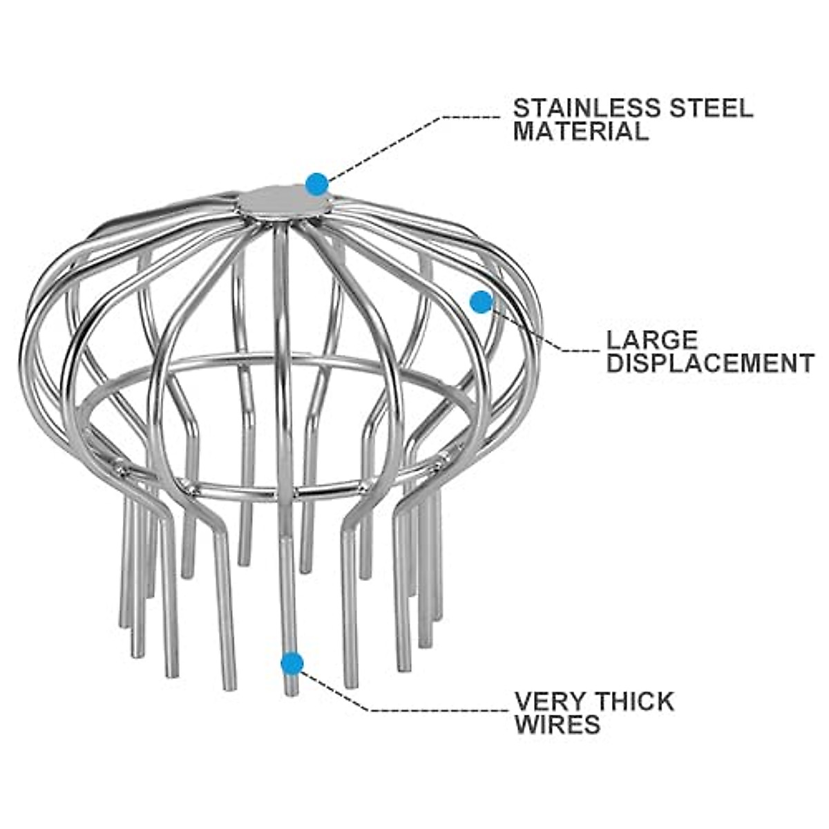 Tissting Gutter Balloon Guard Filter Stainless Steel Gutter Guard Downpipe Outlet Leaf Guard Floor Drain for Roof, Balcony, Yard, Garden(Tube 50)
