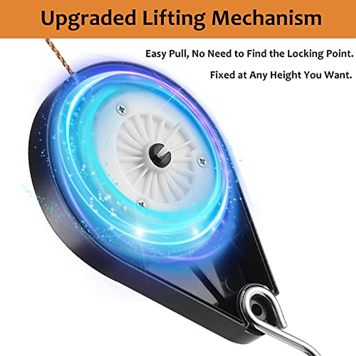 WROSWT Upgraded Retractable Plant Hanger,Plant Pulleys for Hanging Plants,Easy to Raise and Lower,Auto Lock,Heavy Duty, Adjustable Hook for Garden Baskets Pots,Birds Feeder, 3 Pack