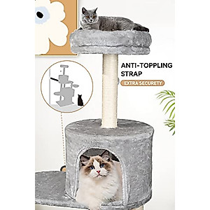 Hawsaiy Multi Level 58 inch Cat Tree Tower for Indoor Cat Kitten Furniture Condo Activity Center Play House with Scratching Sisal Posts Pad,Hammock,Ladder Beige (58", Grey)