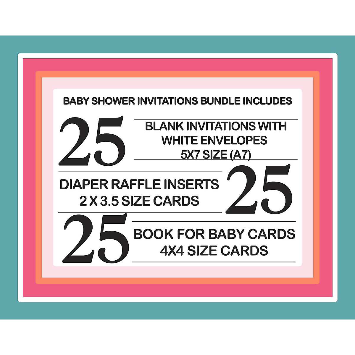 Paper Clever Party Woodland Invitation Kit for Baby Shower, Set Includes Blank Invites with Envelopes, Diaper Raffle Tickets and Bring a Book Cards, 25 of Each Design