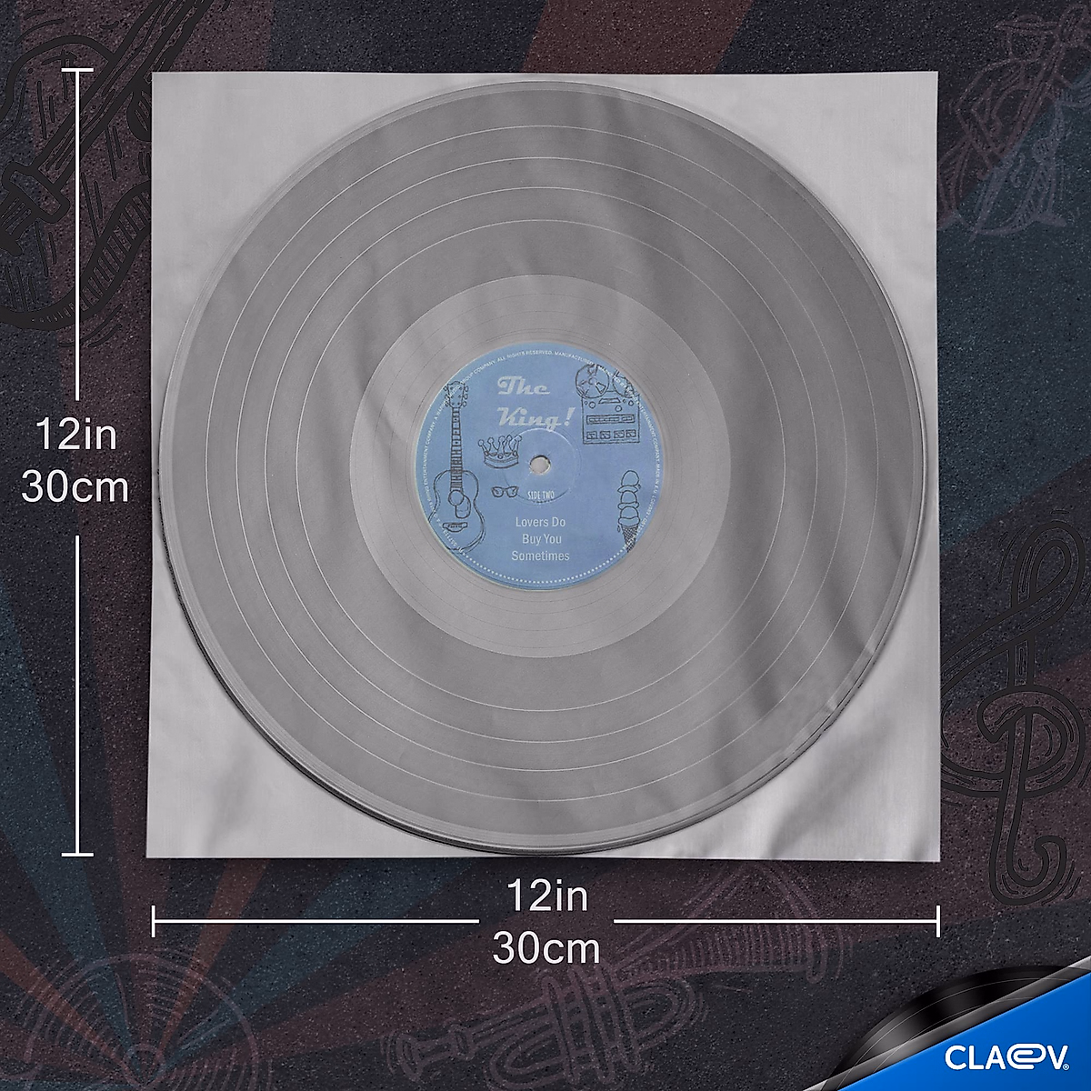 Claev 100 Anti Static Inner Record Sleeves for Vinyl LP Records (12 inch, Square, Translucent), Album Record Protective Plastic Covers for Storage