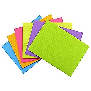 Early Buy Lined Sticky Notes with Lines 8x6 Self-Stick Notes 6 Bright Color 6 Pads, 45 Sheets/Pad