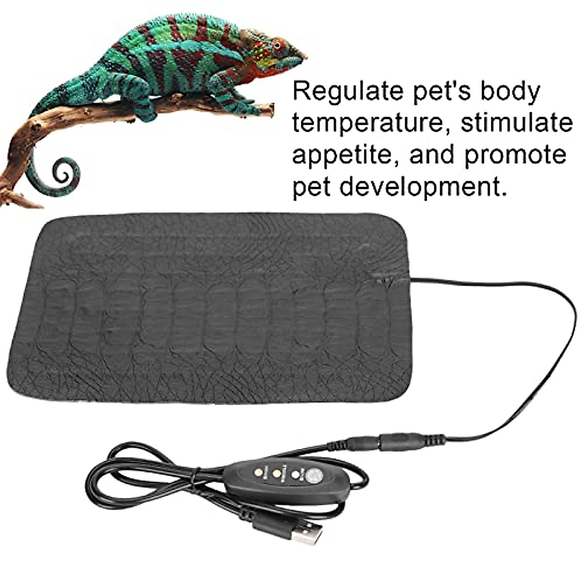 GLOGLOW Reptile Heating Pad, 7.5W/8.5W Reptile Heating Pad Tank Warmer USB Reptile Anti‑Scratch Heating Pad Waterproof Heat Mat for Reptiles Tortoise Lizard(L) Heat Mats