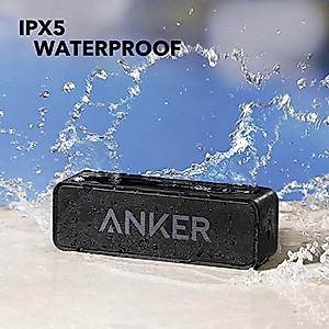 Anker Upgraded, Soundcore Bluetooth Speaker with IPX5 Waterproof, Stereo Sound, 24H Playtime, Portable Wireless Speaker Bundle with Official Travel Case