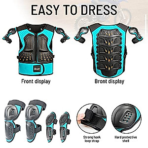Reomoto Kids Protective Gear,Motorcyle Armor Suit Dirt Bike Gear for Kids Dirt Bike Cycling Skating Off-RoadRiding Skiing (Blue) (020)