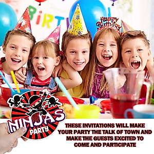 Karate Ninjas Birthday Invitations, Ninja Samurai Shaped Birthday Party Invitation Cards for Kids Girls Boys Adults, Ninja Birthday Party Decorations -(20 Sets 4" x 6" Cards with Envelopes) - JY570