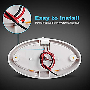 Partsam Oval LED RV Exterior Porch Utility Light with Switch 12v Replacement Light for RVs Boat Trailer Camper 5th Wheels White Base w/Snap-on Clear and Amber Lenses Surface Mount