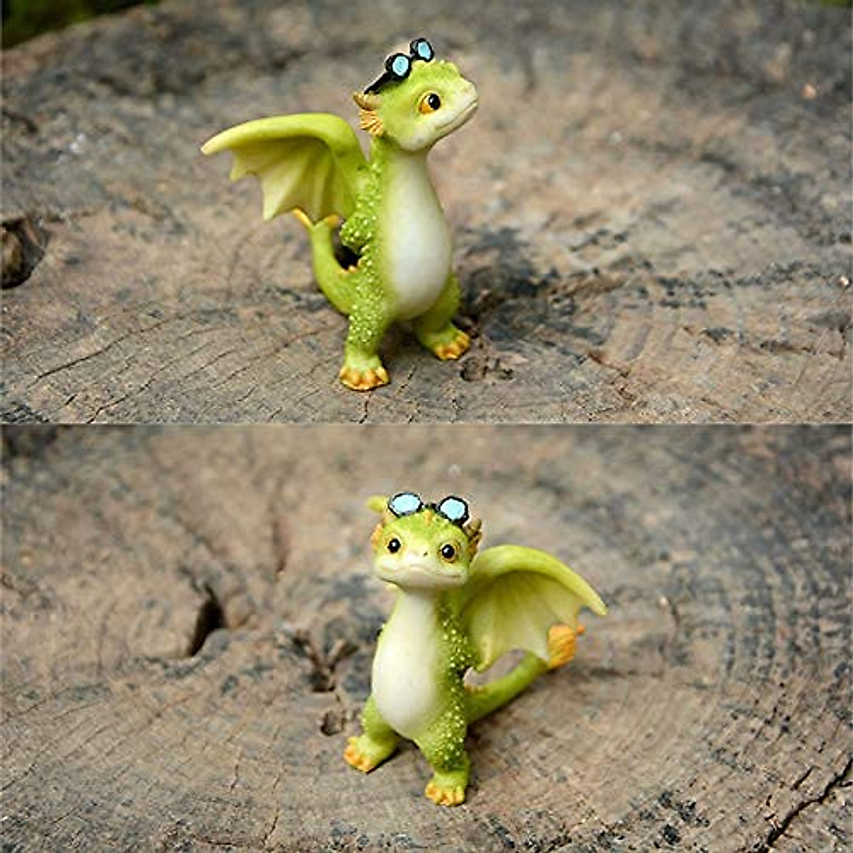 ZHF Rex Green Dragon-Mini Collection Fantasy Statue Cute Dragon Statue Landscape Small Sculpture Garden Crafts Desk Decoration Desk Decoration Home Collectibles (C)