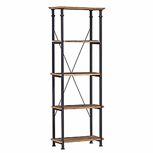 Homelegance Factory 4-Teir Bookcase, Rustic Brown