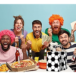 Sawowkuya 24PCS Soccer Ball Treat Bags,Football Party Favor Gift Bags Party Paper,for Kids Soccer Theme Games Day Sports Goody Bags Birthday Party Decorations Supplies