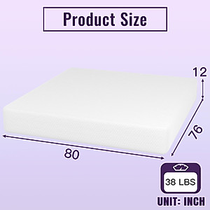 PayLessHere 12 Inch Bamboo Charcoal Cooling Gel Memory Foam Mattress in a Box/Medium-Firm Mattress/Fiberglass Free/Pressure Relief & Temperature Regulation/CertiPUR-US Certified,White King