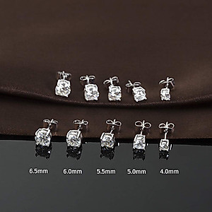 Moissanite Stud Earrings, 2ct 6.5mm DF Color Brilliant Round Cut Lab Created Moissanite Earrings 18K White Gold Plated Silver Friction Back for Women Men
