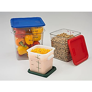 Carlisle FoodService Products Squares Square Food Storage Container with Stackable Design for Catering, Buffets, Restaurants, Plastic, 4 Quarts, White