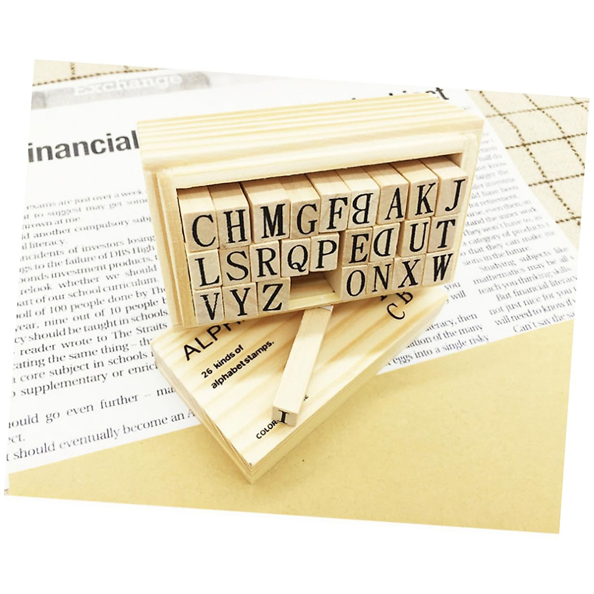 STOBOK 2pcs 26 Stamps United States Letter Student Wooden