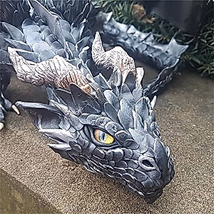 SANLINGBA 2022 New Squatting Dragon Sculpture-Dragon Guardian, Gothic Dragon Statues, Garden Gargoyle Figurine, Resin Lifelike Dragon Yard s, Long-Lasting Colorfast Ornaments Patio, Black, 20×15×10cm