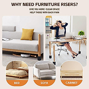 JONHWI Bed Risers, Furniture Raise Blocks, 2,3 or 4 inch Stilts Heavy Duty for Bed Couch Desk Sofa Table Lifts, Furniture Legs Lifters Support up to 1300 Lbs (Black, 4 Pack Set)