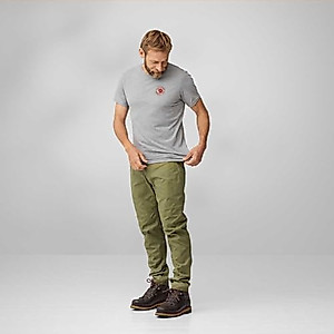 Fjällräven 1960 Logo T-Shirts for Men Offers Crew Neckline, Soft Cotton Construction, and Screen Print Graphic at Front Grey Melange LG One Size
