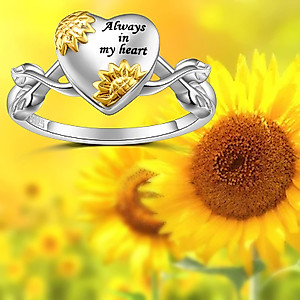 Sunflower Urn Ring for Ashes 925 Sterling Silver Cremation Jewelry Ashes Keepsake Ring for Women Memorial Jewelry Bereavement Gift Size 8