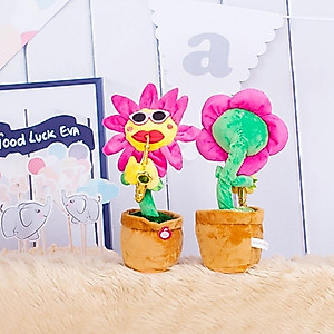 SKSTECH Musical Sing and Dancing Sunflower Soft Plush Funny Creative Saxophone Singing Toy (Pink)(Check Seller Name)