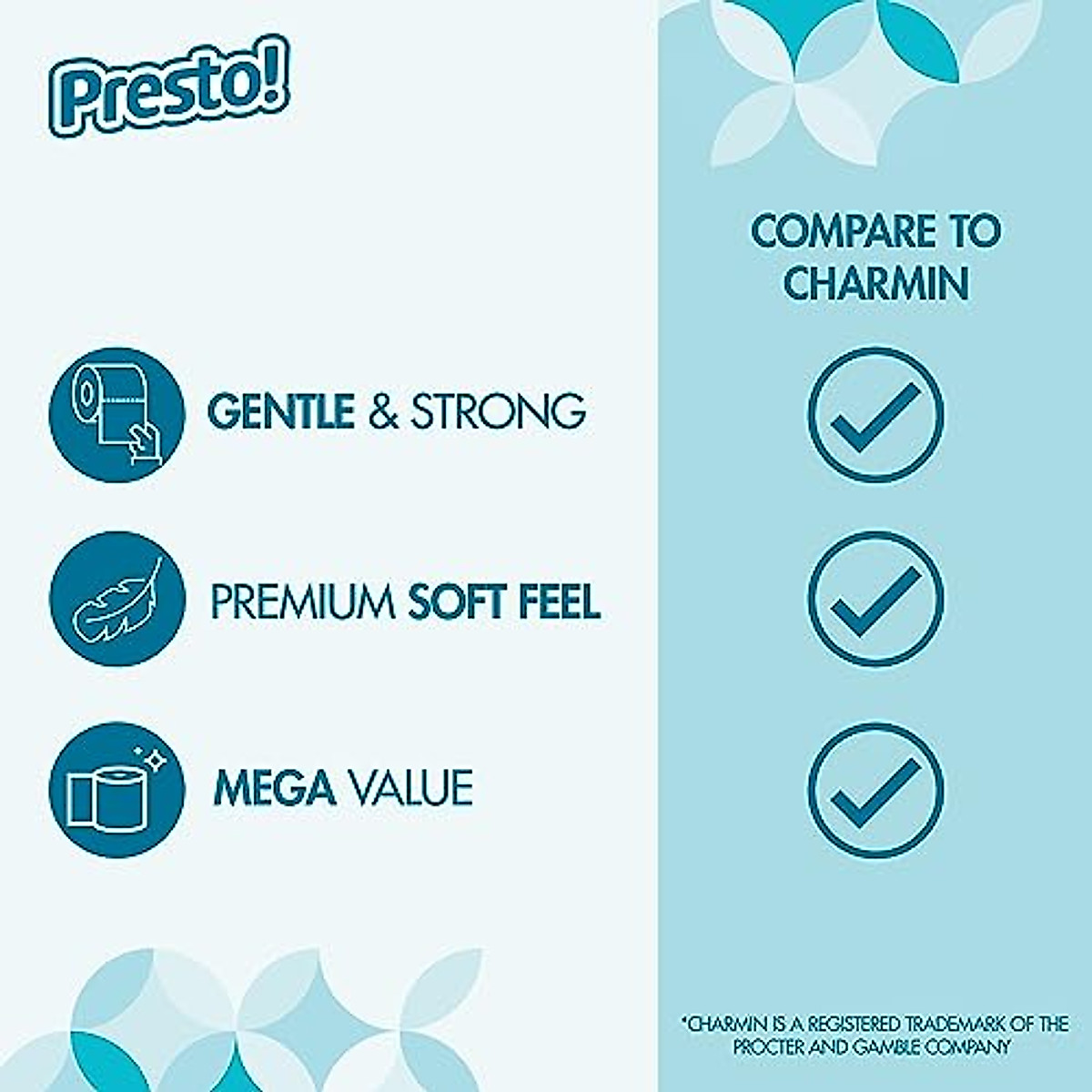Amazon Brand - Presto! 2-Ply Toilet Paper, Ultra-Soft, Unscented, 24 Rolls (4 Packs of 6), Equivalent to 120 regular rolls