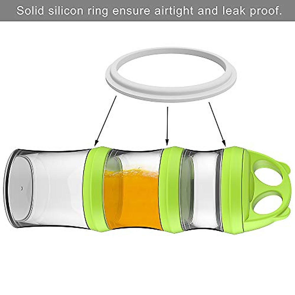 SELEWARE Portable, Stackable Food Storage Containers for Formula, Snacks, Powder and Drinks, Twist Lock System, Airtight, Leak-proof, BPA and Phthalate Free, 3-Piece Jars, 28oz Green