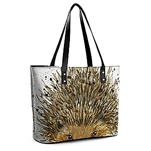 Womens Handbag Hedgehog Leather Tote Bag Top Handle Satchel Bags For Lady