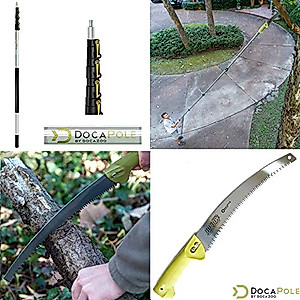 DocaPole 7-30 Foot Telescoping Extension Pole + GoSaw Attachment Pruning Pole Saw; Extendable Limb Saw and Trimmer For Tree Pruning on Branches Less than 2" Diameter; Includes Feather Duster